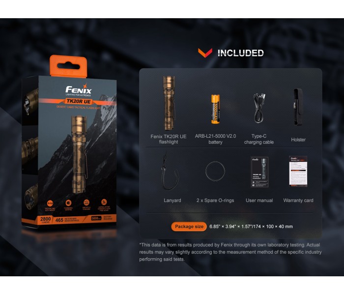 Fenix TK20R UE Tan Luminus SFT70 Cool White LED 2800L Rechargeable ...