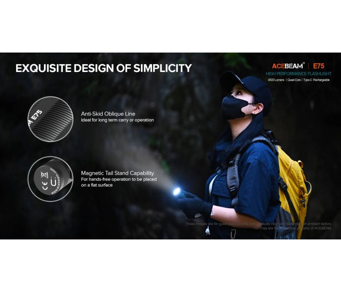 Acebeam E75 Teal 6500K Cool White LED 4500 Lumens USB Rechargeable EDC Flashlight