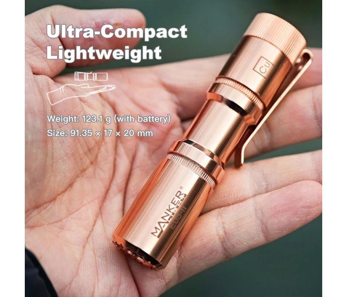 Manker E05 II Cu CW COPPER Cool White LED 1300L Rechargeable EDC Flashlight