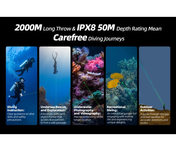 XTAR DL1 Pointer Dive Light 2000M Ultra Long Green Beam Diving Laser ...