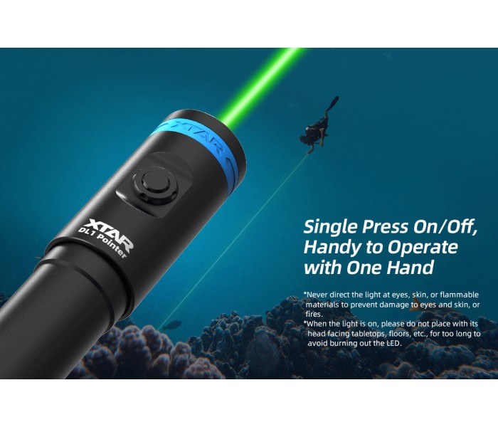 XTAR DL1 Pointer Dive Light 2000M Ultra Long Green Beam Diving Laser ...