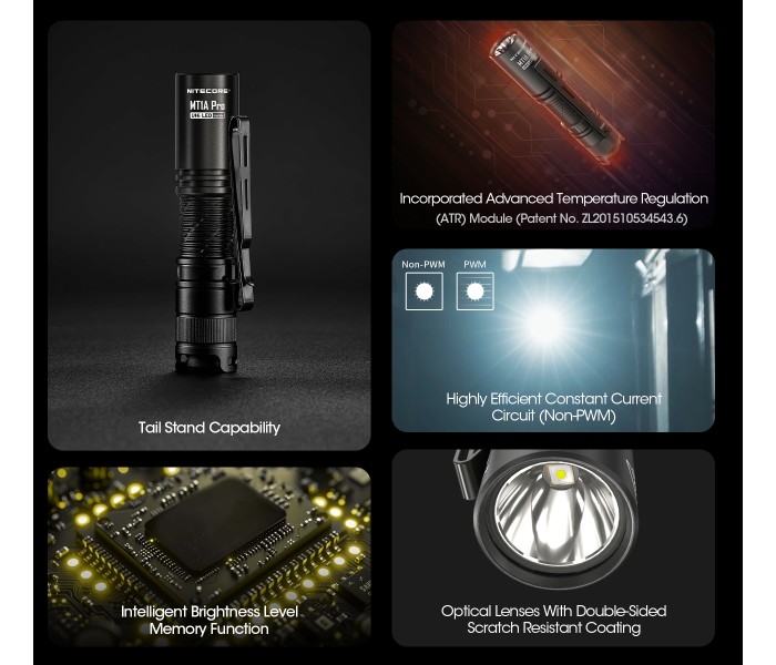 Nitecore MT1A Pro NiteLab UHi 25 LED 800L CW Flashlight w Rechargeable ...