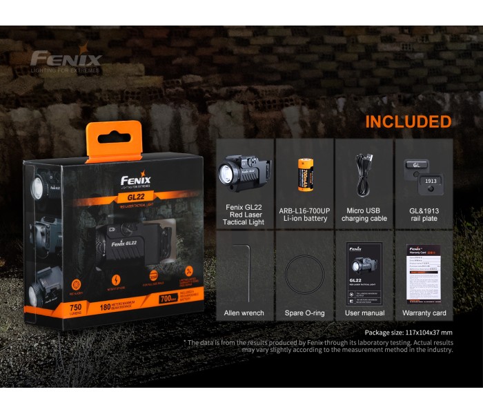 Fenix GL22 750L Cool White With Red Laser Tactical Light