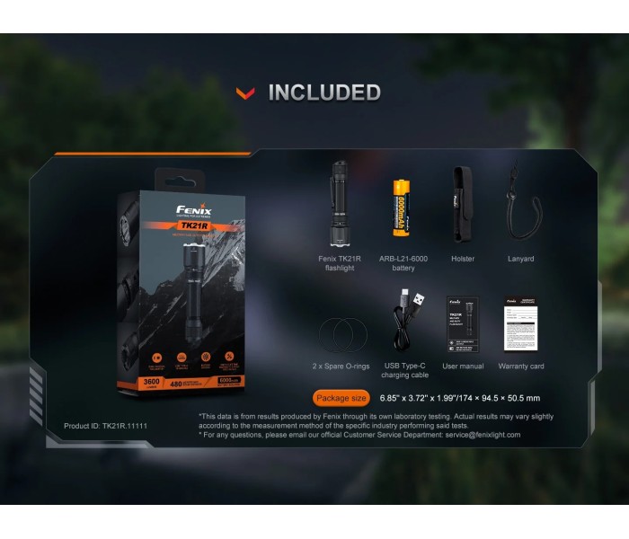 Fenix TK21R Luminus SFT90 LED 3600L Rechargeable Flashlight